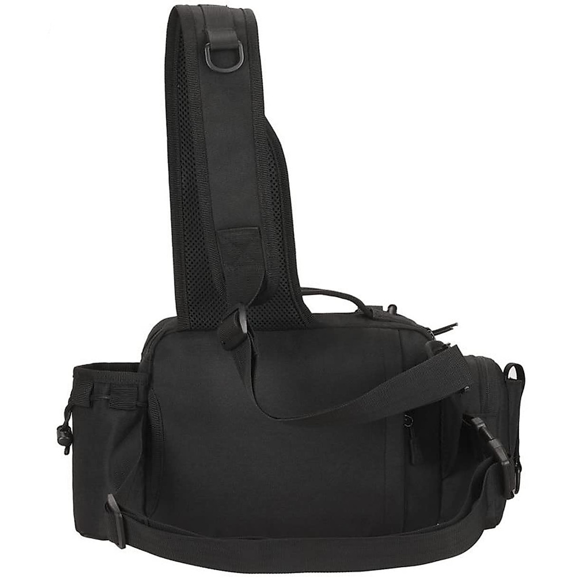 Multipurpose Sling Fishing Tackle Bag Waist Pack Tactical Chest Bag Admin Pouch Fishing Fanny Pack and Tackle Storage Hip Bag Cross Body Sling Pack （Black）