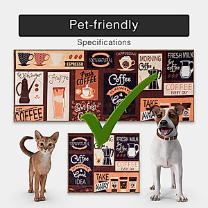 wunderlin Kitchen Rugs Runner Collection Non-Slip Kitchen Washable Rugs for Kitchen Floor Set Carpet Kitchen Rugs Kitchen Decorations Theme Sets of Two (Coffee)