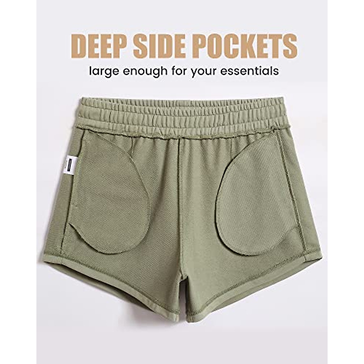 maamgic Sweat Shorts Women Casual Drawstring Cotton Shorts Comfy Elastic Waist Gym Athletic Running Workout Shorts for Women Gray Green