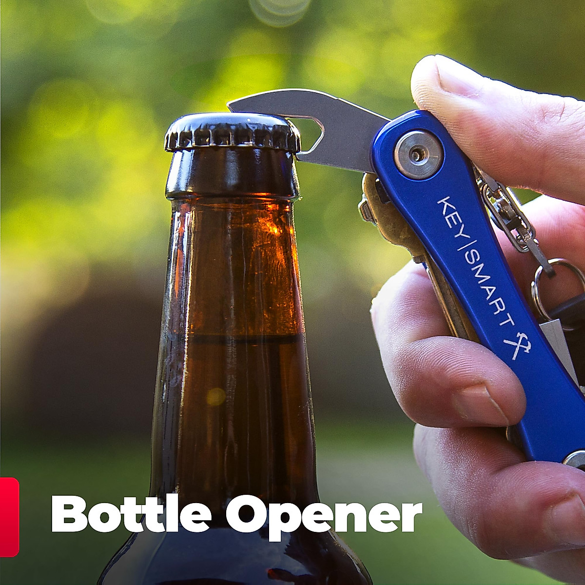 KeySmart Rugged - Multi-Tool Key Holder with Bottle Opener and Pocket Clip (up to 14 Keys, Blue)