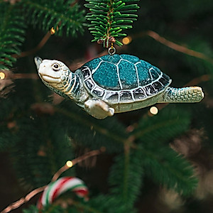 Blue Sea Turtle Ornament - Hand-Painted 2023 Christmas Decorations - Beach Themed, Ocean Decor Christmas Tree Ornaments - Ideal Stocking Stuffer in Giftable Packaging by rengöra