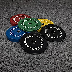 Signature Fitness 2" Olympic Bumper Plate Weight Plates with Steel Hub, 35LB Single, Colored