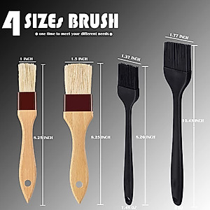 ANLIZY Pastry Brush for Cooking and Baking- 4 Pack Silicone Basting Brush and Food Brushes with Boar Bristles and Hardwood Handle Set for Kitchen, Grilling and Spreading Oil, Butter, BBQ Sauce (Black)