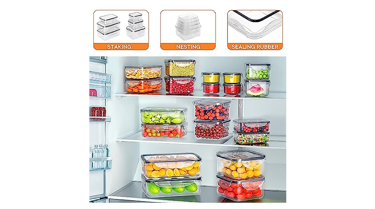 40 Food Storage Containers with Lids - Airtight & Leakproof Sets
