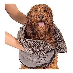 Dog Gone Smart Shammy Dog Towels For Drying Dogs - Heavy Duty Soft Microfiber Bath Towel - Super Absorbent, Quick Drying, & Machine Washable - Must Have Dog & Cat Bathing Supplies | Grey 13x31