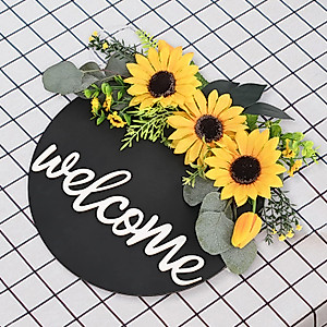 Sunflower Wreaths Welcome Sign Sunflower Door Seasonal Welcome Wreath Yellow Sunflower Living Room Decor for Front Door Porch Home Window Wall Farmhouse Garden Indoor Outdoor Classroom Decor