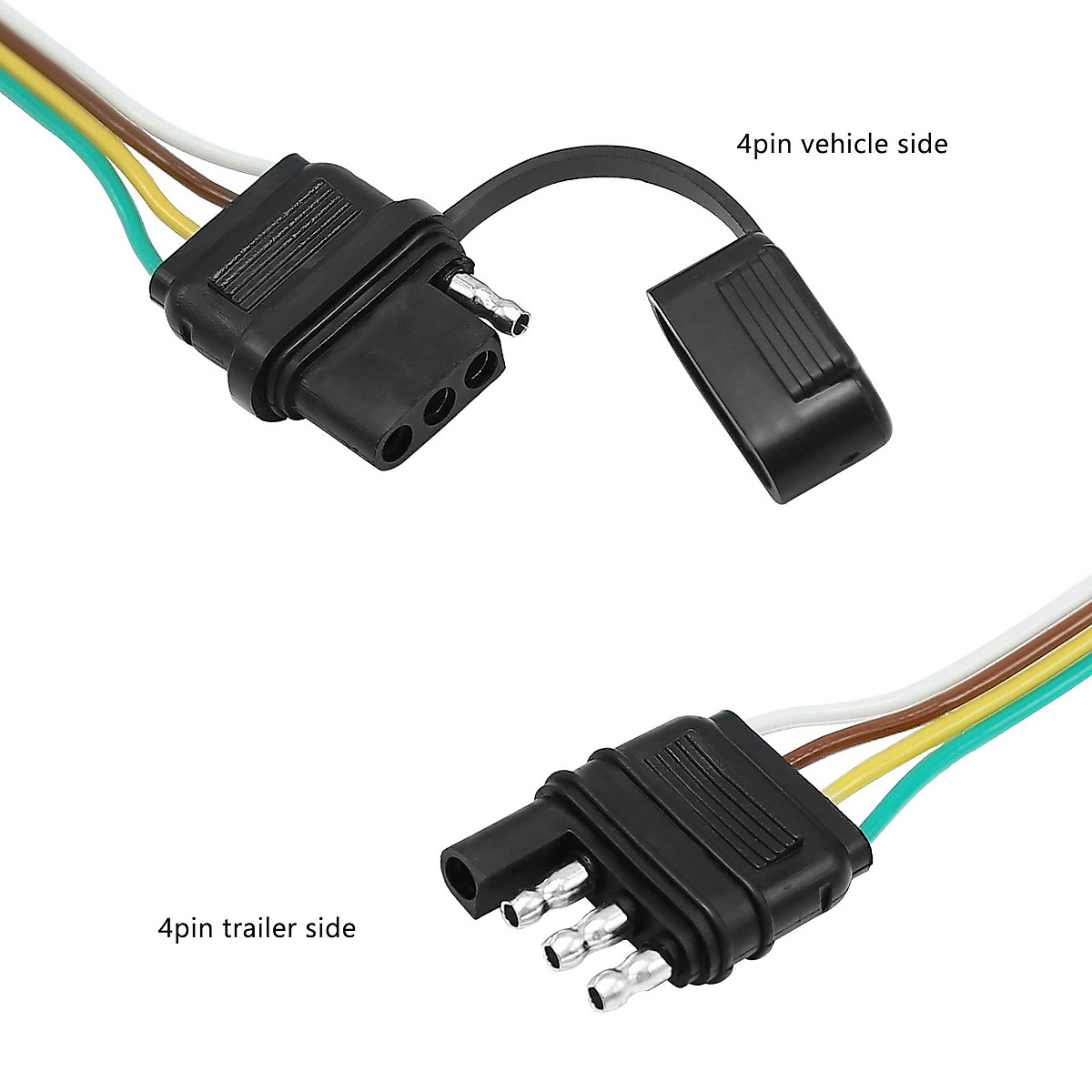 Hoypeyfiy Trailer Light Wiring Harness Kit,4 Wires 4-Way Plug 4 pin Flat Wire Extension Male & Female Connector 32" Inch Long