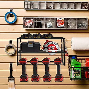Dosker Tool Shelf & Organizer Wall Mounted Garage Storage Rack 3 Layers Heavy Duty Metal Drill Holder Utility Storage Rack Garage, Workshop and Warehouse for Dad Gifts 2PC