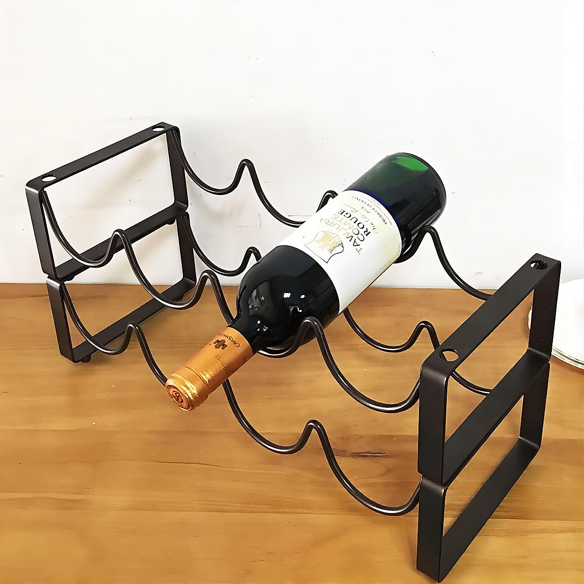 2-Tier Stackable Freestanding Wine Rack,Standing Bottles Holder Organizer,Wine Storage Shelf,Tabletop Stackable Wine Rack,Perfect for Bar,Wine Cellar,Basement,Cabinet,Pantry, etc,Hold 8 Bottles,Bronze