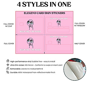 Elegend Credit Card Sticker Skin - 4 Styles Pink Funny Debit, Credit Card Sticker, Key, Debit, Credit, Slim, Waterproof, Anti-Wrinkling Removable Vinyl Debit Skin Cover Credit Card Decals…