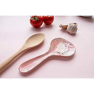 VILIGHT Christmas Gifts for Mom - Kitchen Accessories for Women - Ceramic Pink Marble Spoon Rest - Utensil Holder for Cooking and Coffee