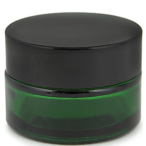 Vivaplex, 12, Green, 15 ml, Round Glass Jars, with Inner Liners and black Lids