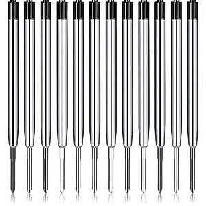 12 Pieces Pen Refills Black Ink 1.0mm Medium Point Metal Ballpoint Refill Smooth Writing Pen Refills Replacement Refills for Retractable Ballpoint Pen School Office Supplies (Black)