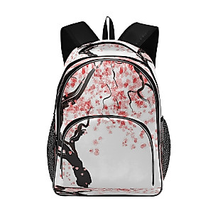 School Backpack Japanese Cherry Tree Blossom Bookbag Schoolbag for School Travel