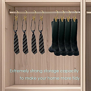 Koobay Boot Hangers Clips Hanging Laundry Hooks Clothes Pins Hanger with Clip, Portable Golden Home Travel Hangers for Socks Towels Shoes Clamps,Heavy Duty Closet Hanger Organizer (10 Pack)