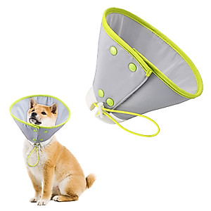Vehomy Cat Recovery Collar Adjustable Cat Dog Cone Collar Pet Elizabethan Collar Soft Lightweight Dog E Collar for Cat Kitten Puppy to Stop Licking Wounds After Surgery Grey XL