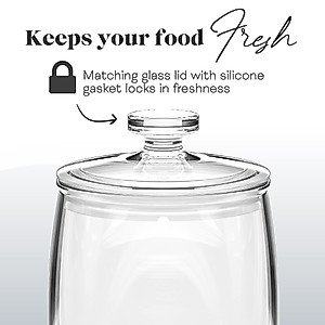 Amici Home Arlo Glass Canister | Food Storage Container with Airtight Lid | Glass Cookie Jar with Lid for Kitchen Countertop, Pantry | Clear Glass Jar, Medium, 142 Oz