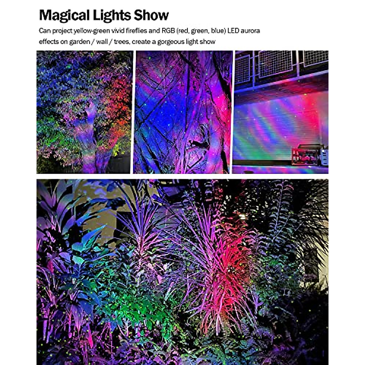 Lunmore Firefly Garden Lights Star Projector Laser Christmas Lights with Colorful LED Background Light