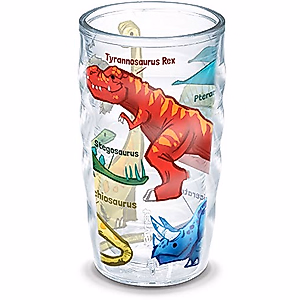 Tervis Made in USA Double Walled Dinosaurs Insulated Tumbler Cup Keeps Drinks Cold & Hot, 10oz Wavy - No Lid, Clear