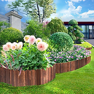 LINSHRY Wood Garden Edging Border, 2 Pack 7.9 in H x 3.9 ft L. Wooden Garden Fence Border for Decorative Landscape Border Edging, Courtyards Planting Fence Tree Fences(Total 7.8ft Length), RXZER03