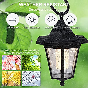 Dynaming 2 Pack Solar Hanging Lights Outdoor, Solar Powered Garden Decorative Lanterns with 2 x 50 Inch Shepherd Hooks, Waterproof Landscape Lighting for Lawn Patio Yard Pathway Driveway, Warm White
