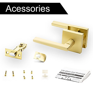 Linkaa Pivacy Door Lever Gold Stain Brass Lever Door Handle with Lock, Keyless Door Lock, Privacy Function Exterior/Interior Door Handles.