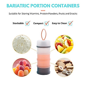 Ultra Diet Portion Control Container Set, Stackable and Detachable, Leak-Proof, Ideal for Weight Control or Storing Food, Snacks or Protein Powders, Bariatric Friendly, 6 Pieces Total (Pink-Gray)