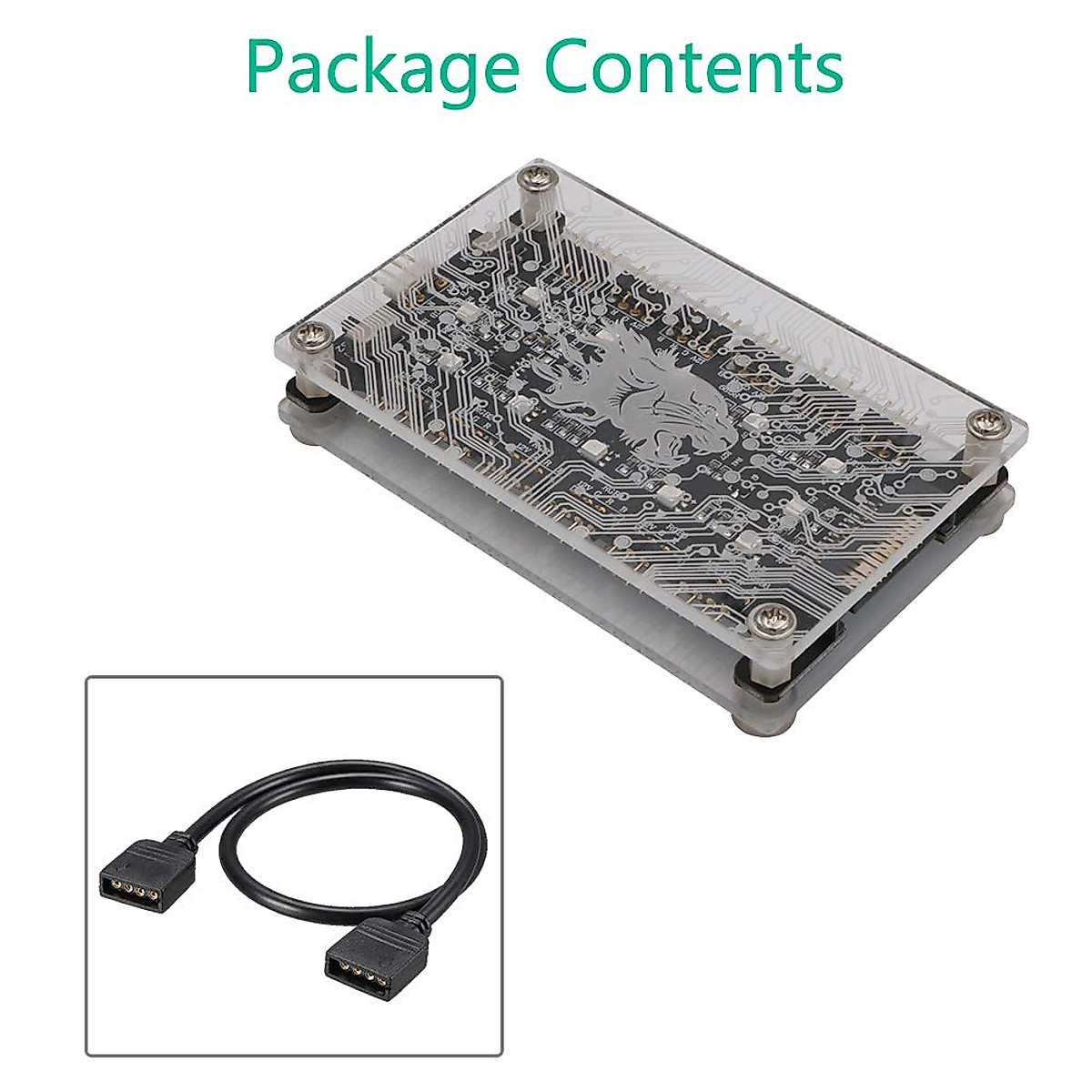 Newest Version 12V RGB Hub with Acrylic Case and Magnetic Standoff for ASUS/MSI 12V 4Pin LED Controller