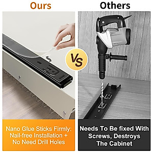 Pull out Cabinet Organizer Fixed with Adhesive Nano Film, Heavy Duty Sliding Basket Organizer Drawer, Pull Out Drawer for Kitchen Under Sink Organizer, Pantry, Bathroom,1 Pack