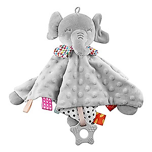 Baby Comforter Blanket,Elephant Blanket,Sweet Loveys for Babies, Cuddle Blanket,Baby Cuddly Toy with Crinkle Foil and Bell,Soft Comforter for Newborn,Baby boy & Girl Gift (Elephant)