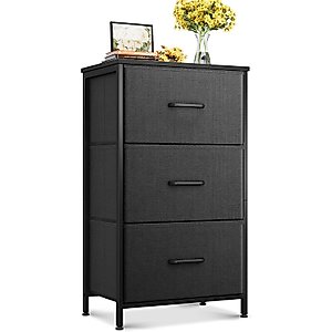 AODK Dresser for Bedroom Nightstand Small Dresser Chest of Drawers End Table for Living Room, Closet Dresser with 3 Storage Drawers Organizer Clothes, Black