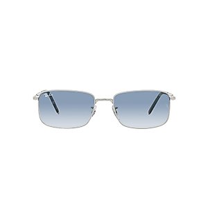 Ray-Ban RB3717 Rectangular Sunglasses, Silver/Clear Gradient Blue, 57 mm