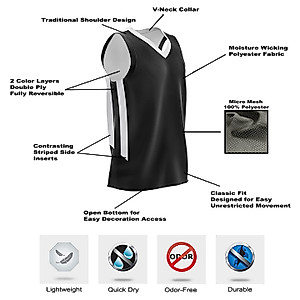 Liberty Imports Reversible Men's Mesh Athletic Basketball Jersey Single for Team Scrimmage (Black/White, Large)