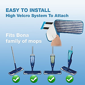 DIRT RUSHER 6 Packs Microfiber Cleaning Mop Pads, Reusable Washable Floor Cleaning Wet Pad Replacement for Hard Surface Laminate Wood, Fit for Bona Family of Mops,ATDSS76001B