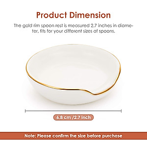 4 Pieces 2.7 Inches Mini Ceramic Spoon Rests, Gold Rim Kitchen Spoon Rests, Mini Cooking Spoon Holder for Stove Top Countertop, Teaspoon Rest, Coffee Stir Spoon Rest