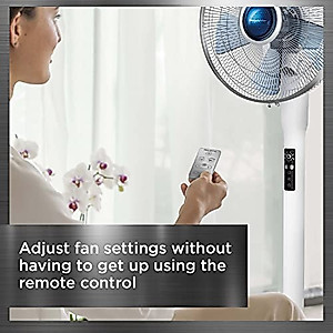 Rowenta Turbo Silence Standing Floor Fan with Remote 53 Inches Ultra Quiet Fan Oscillating, Portable, 5 Speeds, Indoor, Refresh Up to 23-Feet VU5870
