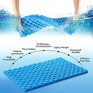 Romooa 9 Pcs Fish Pond Foam Aquarium Filter Sponge Wave Shape Coarse Foam for Fish Tank Sump Pond 17 x 11 Inch x 1/2 to 1 Inch, Black, Green, Blue