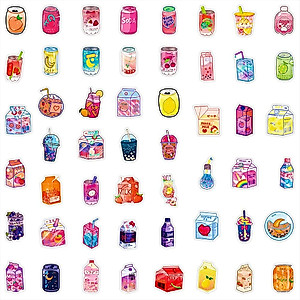 Cute Drink Stickers 102 Sheets Cartoon Drink Water Bottle Notebook Skateboard Guitar Scrapbook Aesthetic Stickers for Kids Boys Girls Teenagers Adult Waterproof Vinyl Stickers