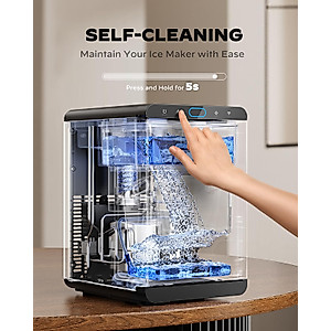 Nugget Ice Maker Countertop - Silonn Smart Pebble Ice Machine, Pellet Ice 44 lbs per Day, Crushed Ice from Timer Function and Status Alerts with Silonn App, Stainless Steel