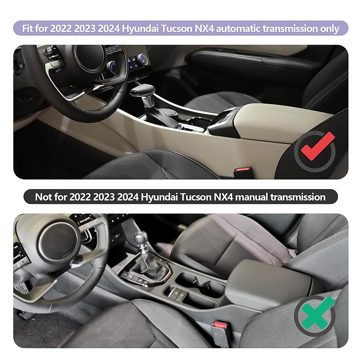 ZCLINKO 2022-2024 Hynudai Tucson Center Console Organizer, Black (Portable, Increases Available Space, Easy Installation Material)