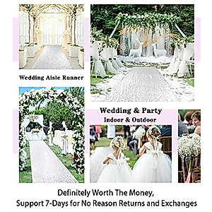 Aisle Runners for Weddings Aisle Runner Sequin Aisle Runner 4FTx15FT Aisle Runner for Wedding Ceremony Runner Rug for Hallway Carpet Runner for Grass Outdoor Indoor Party (4ftx15ft, Silver)