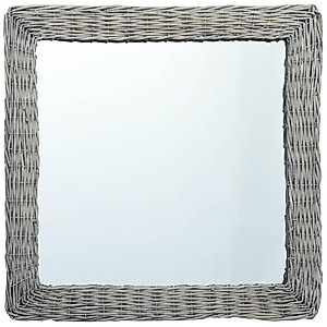 Mirror,Vintage Style Bathroom Mirror Decorative Mirror Cosmetic Mirror Suitable for bathrooms,The Bedroom,Living Room,Locker Room,Clothing Shop,Corridor 23.6"x23.6" Wicker