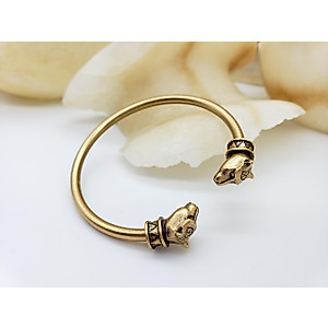 MUSEUM REPRODUCTIONS Egyptian Cat Head Bracelet - Gold Finish