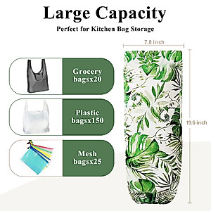 TOGETRUE Plastic Bag Holder, Wall Mount Plastic Bag Organizer Dispenser, Heavy Duty Grocery Bag Storage Holder, Hanging Shopping Bag Holder for Home Kitchen Camper (Green Leaves 2 Pcs)