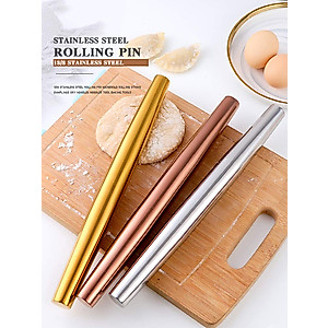 Meisha Stainless Steel Rolling Pin Rainbow Metal Non Stick Dough Roller for Baking Pizza Pastry Dough, Pie Crust & Cookie - Kitchen Cuisine Utensil Smooth Tools - 13 Inches