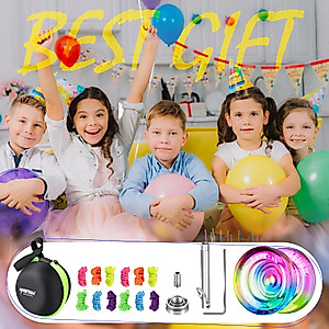 MAGICYOYO K2 Responsive Yoyo for Kids 8-12, Professional Yo yo for Beginners, Plastic Dual Function Yo-Yo with 12 Yoyo Strings, Yo-yos Case Bag + Yoyos Accessory Kit (Blue Pink Yellow Gradient)