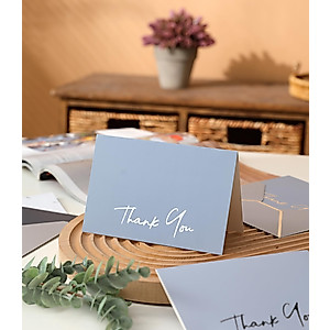 Heavy Duty Thank You Cards with Envelopes - 36 PK - Silver Thank You Notes 4x6 Inches Baby Shower Thank You Cards Wedding Thank You Cards Small Business Graduation Funeral Teacher (Dusty Blue)