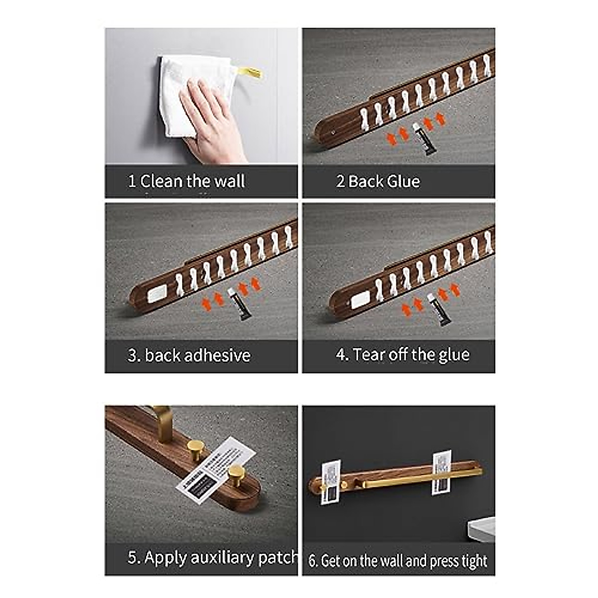 LIANXUE Bathroom Towel Holder Wood Towel Bar with Metal Rod Wall Mounted Towel Rack Multifunctional Bathroom Accessory No Punch Wood + Metal
