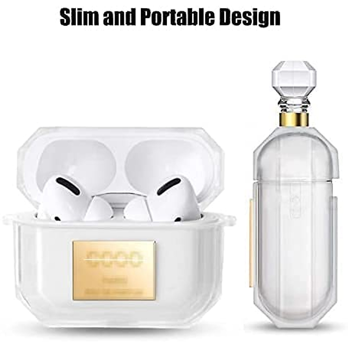 Pummelouty AirPods Pro Case Perfume Cover with Keychain Perfume Bottle and Fur Ball, Luxury Cute Design Silicone Soft Shockproof AirPods Case for Girls and Women