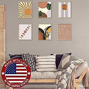Villa Posh Boho Wall Decor Art Prints - Set of 6 Mid Century Modern Decor on Canvas Style Cardstock - Neutral Wall Art Minimalist Wall Art Pictures For Wall Eclectic Wall Art - 8x10 Prints UNFRAMED